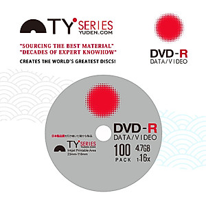 PlexDisc TY Series DVD-R 16X 4.7GB White Inkjet Hub Printable Blank Discs – 50 Pack Cake Box (FFP), Writable and Recordable Media for Data, Video, and Audio