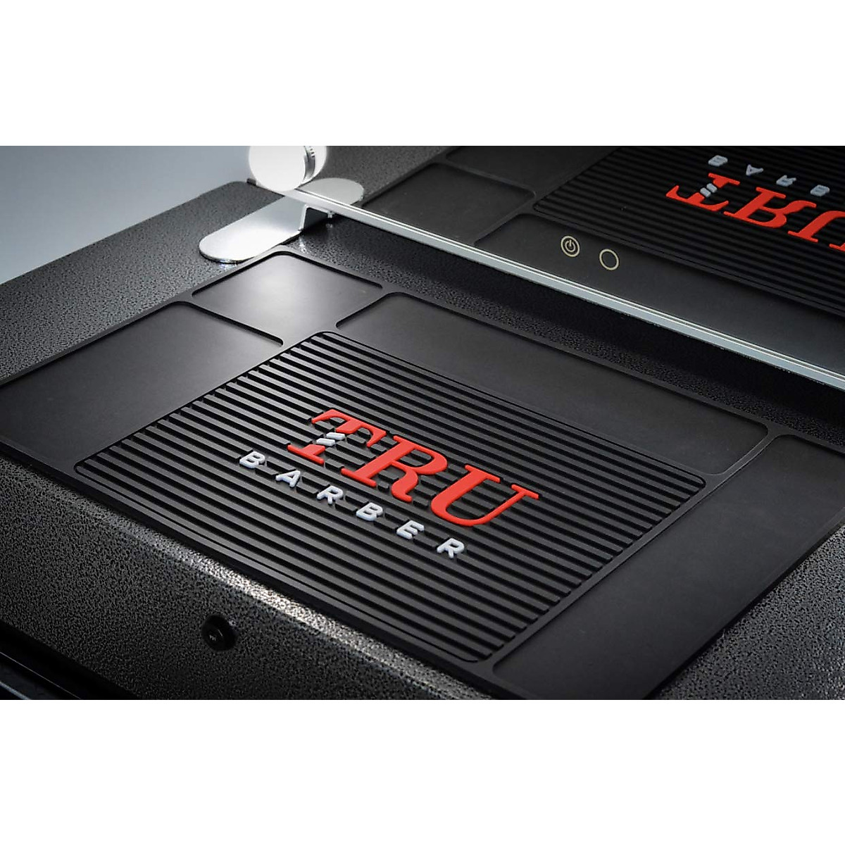 TRU BARBER Organizer Mat 18" X 13” (BLACK) Flexible PVC Station Mat, Salon Barbershop work station pads, Beauty salon tools, Counter mat for clippers, anti slip