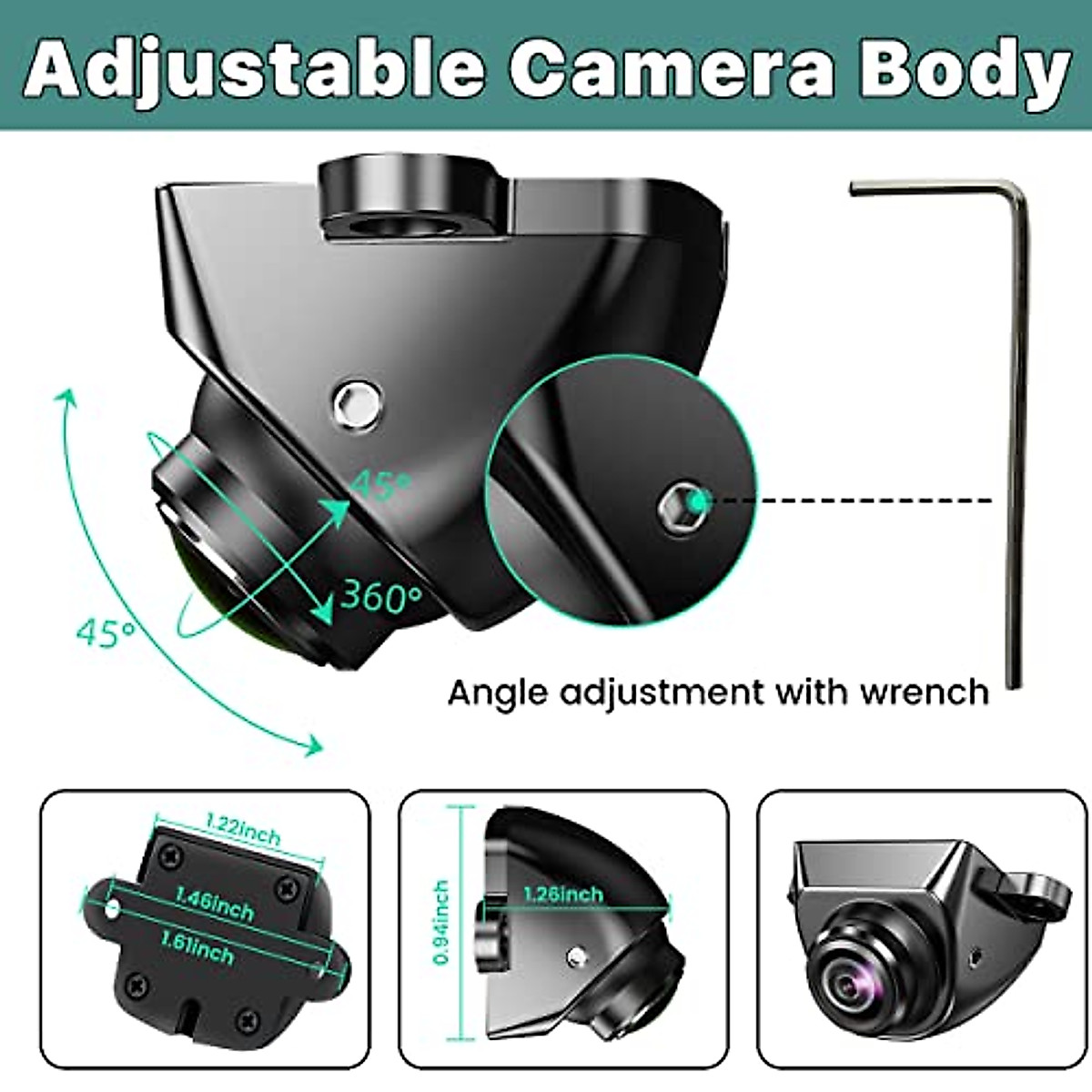 HD Backup/Front/Side View Camera, GreenYi AHD 720P Reverse Rear Cam for Car, SUV, RV, Trailer, Camper, Van, Pickup, Metal Shell, Adjustable Fisheye Lens, 170 Degrees Viewing Angle(Black)