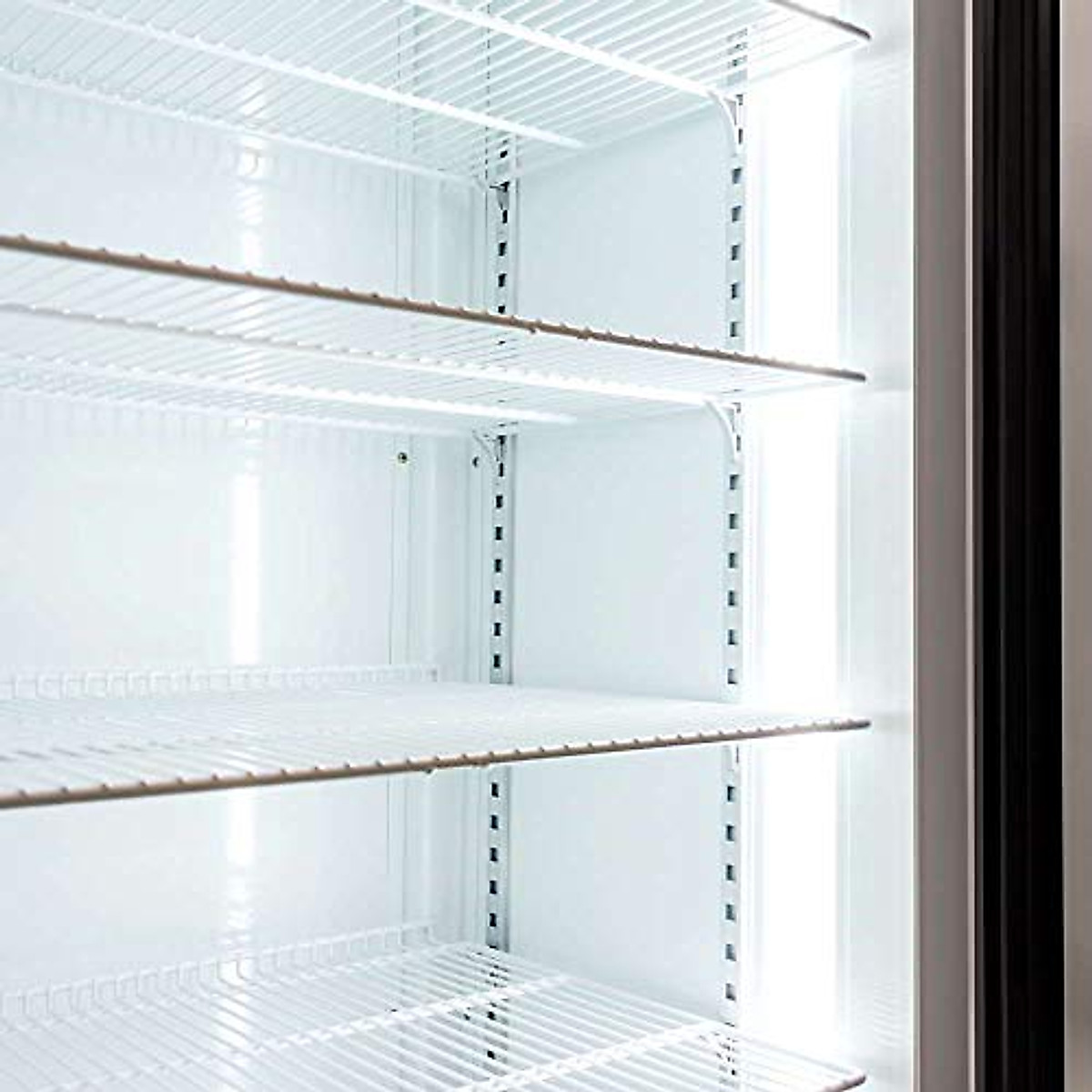 Procool Refrigeration Commercial SLIDING 3-Door Merchandiser - High Efficiency Glass Front Display Cooler; 53 Cubic Ft., black, white