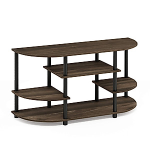 Furinno JAYA Simple Design Corner TV Stand, Columbia Walnut/Black