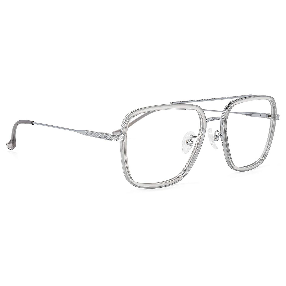 Zeelool Unisex Retro Metal Aviator Eyeglasses Frame for Women Men with Non-prescription Clear Lenses Nayeli Gray-Silver