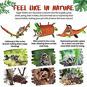 5 Pcs Sugar Glider Supplies Cage Accessories Hammock Set Hanging Cage Bed Hideout for Small Animal Pets Hamster Rat Guinea Pig Squirrel Gerbils