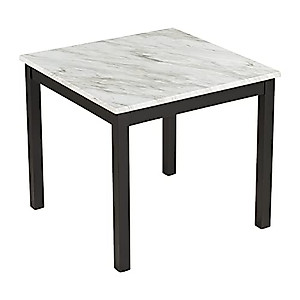 Dining Table Set of 5, Kitchen Chairs Table Set with 1 Faux Marble Dining Rectangular Table & 4 Velvet Upholstered-Seat Dining Chairs, Counter Height Chairs Table Set for Dinette Living Room, Gray