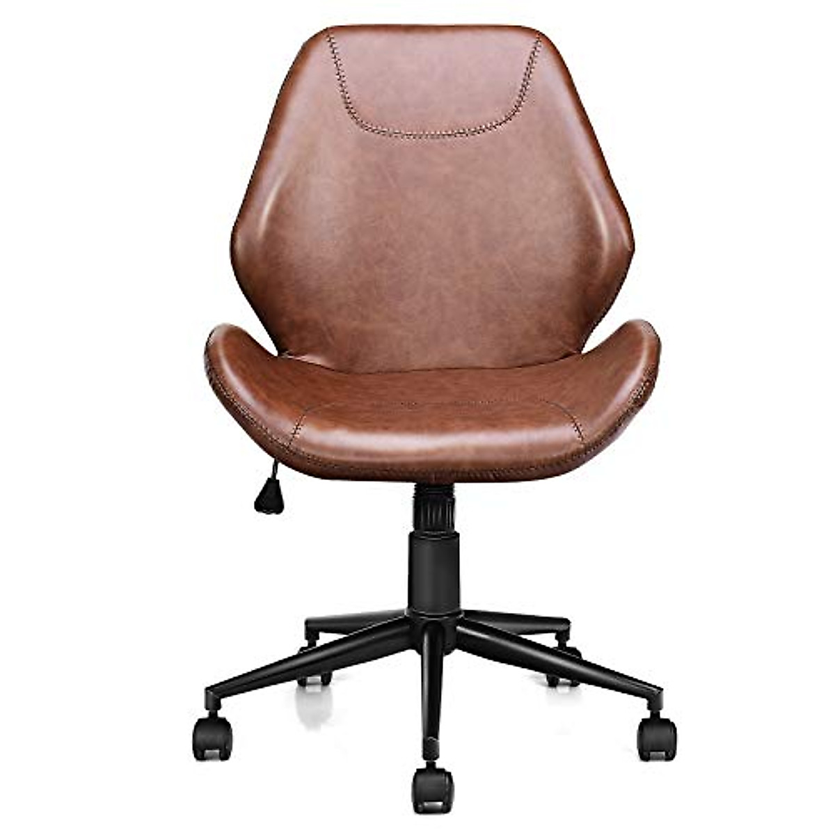 Giantex Home Office Leisure Chair Ergonomic Mid-Back PU Leather Armless Chair Upholstered with 5 ...