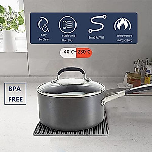 Silicone Trivet Mats, Pot Pads Silicone Pot Holders for Hot Pan Heat Resistant and Anti Slip, Easy to wash and Dry, 8 Pack Black & Gray(4 Squared + 4 Round Mats)