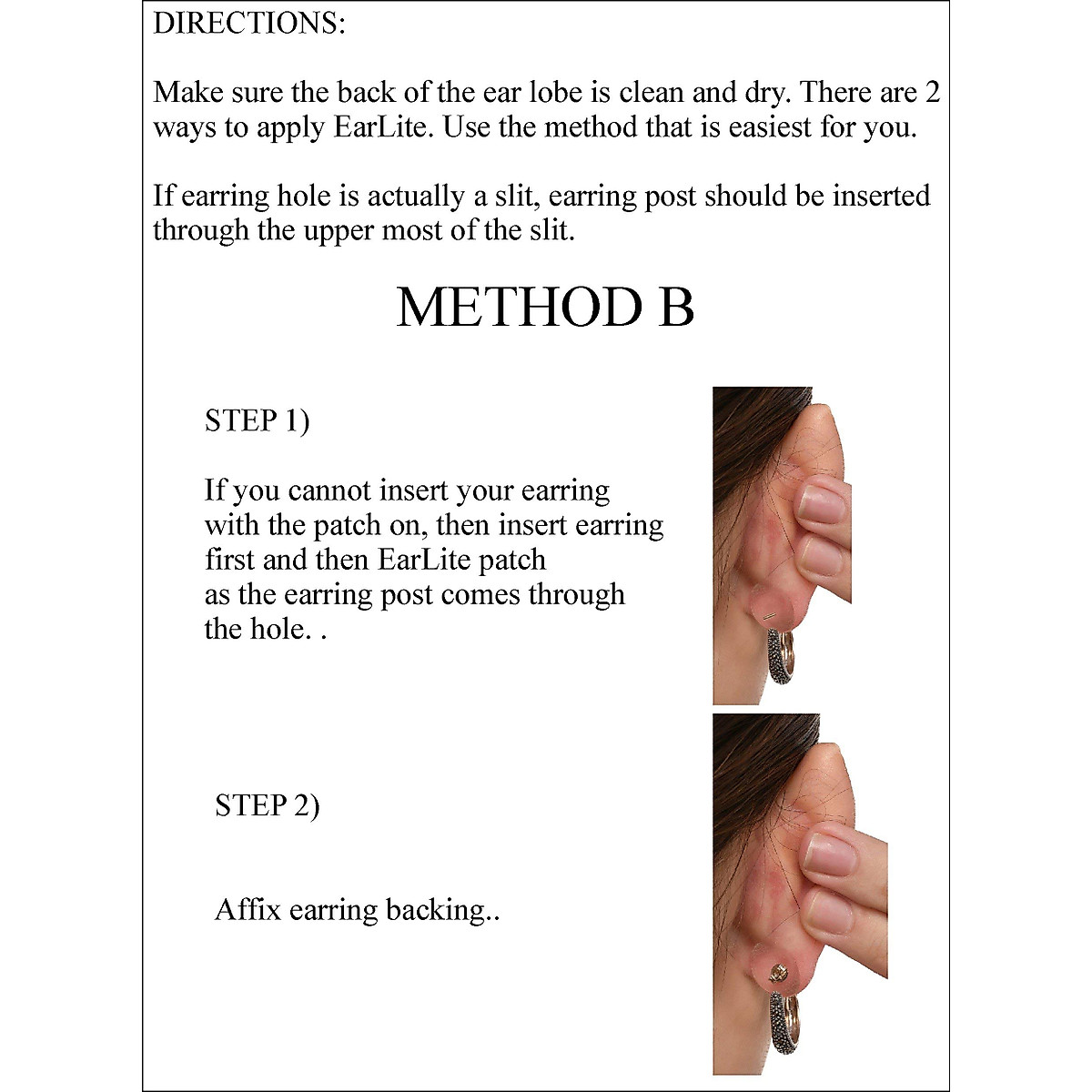 EarLite 240 (60 Ea X 4 Packs) Invisible Earring Ear Support Waterproof Patches in ZipLock Pouch - Made in USA