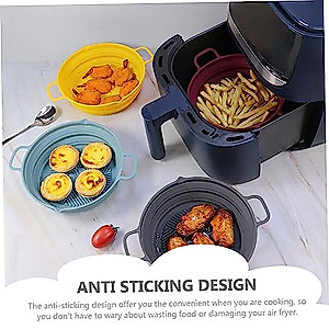 Alipis 2pcs Air Fryer Tray Silicone Bakeware Round Tray Non Stick Baking Sheet Folding Silicone Air Fryer Basket Air Fryer Liner Oven Liner Silicone Air Fryer Pad Reusable Air Fryer Mat