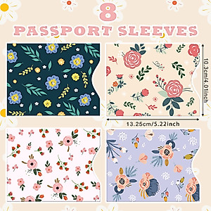 32 Pcs Credit Card RFID Sleeves Flower RFID Blocking Sleeves Include 24 Credit Card Sleeves 8 Passport Protectors Waterproof Identity Theft Protection Women RFID Card Protector