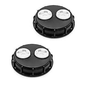 QWORK IBC Tote Lid Cover, 6.5" IBC Tank Water Liquid Tank Cap with Double Vent Hole for Chemical, Food, Industries Storage, 2 Pack