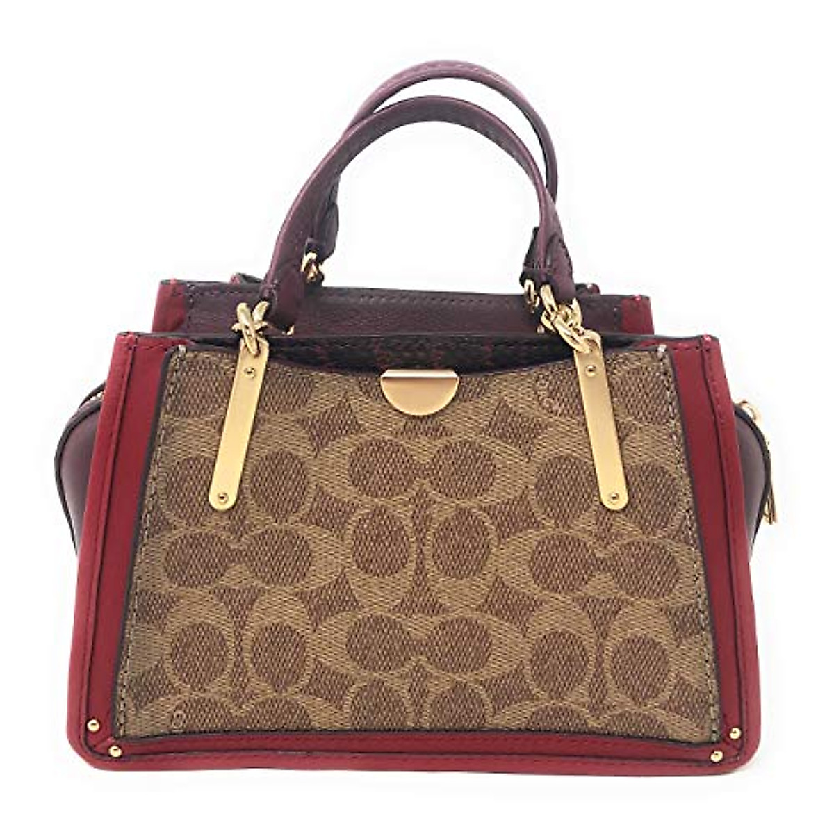 Coach Dreamer 21 In Signature Canvas With Snakeskin Detail Satchel Crossbody (Tan Red Apple)