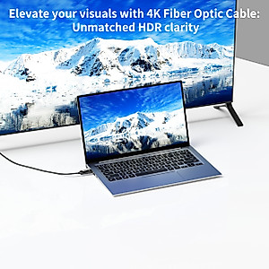 MavisLink 4K Fiber Optic HDMI Cable 50ft, High Speed HDMI 2.0 Cable, 18Gbps, Supports HDR, ARC, Directional Fiber HDMI Cord, Compatible with PS5/Blu-ray/TV Box/HDTV/Projector