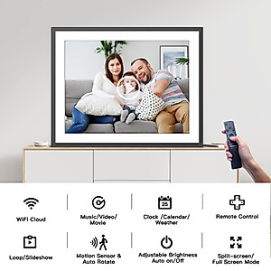 17-Inch 32GB WiFi Digital Photo Frame with Auto-Rotate, Unlimited Cloud Storage, App/Email Photo Sharing