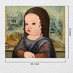 Instruban Little Girl Mona Lisa Wall Tapestry Cute Figure Painting Tapestries Decoration for Bedroom Living Room(H51.2×W59.1)