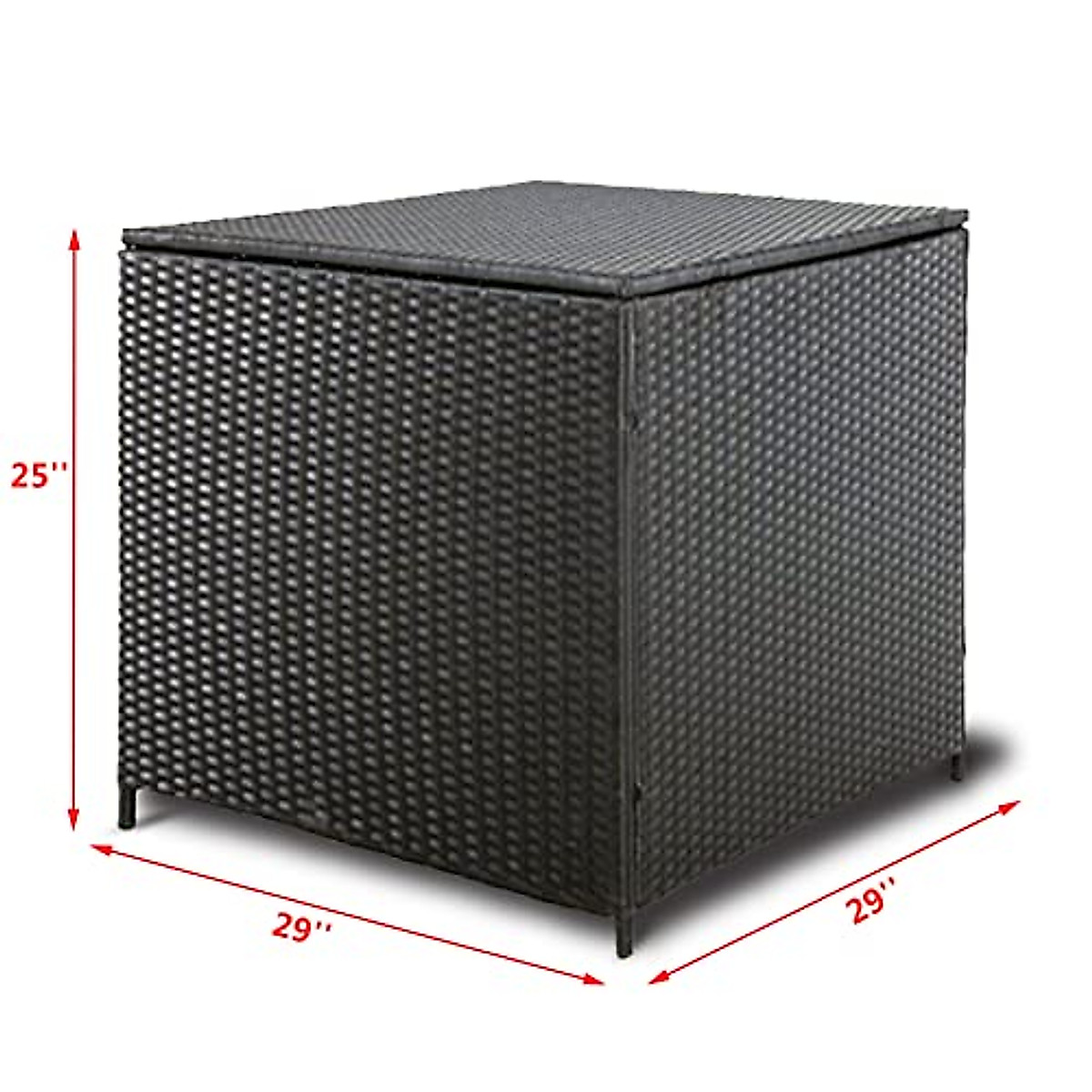 UNITED FLAMES 91 Gallons Outdoor Storage Box Waterproof Deck Box Lightweight All-Weather Wicker Storage Bin for Storing Cushions Garden Tools and Pool Toys Black