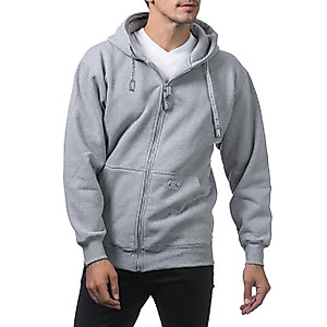 Pro Club Men's Heavyweight Full Zip Fleece Hoodie, Heather Gray, Large
