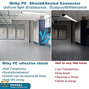 8ft Flush Mount Vapor Tight Light, LED Shop Lights Fixture with 5ft Plug and Play for Special Wet Location and Celling Fixture Industry and Commercial Illumination (4 Pack)