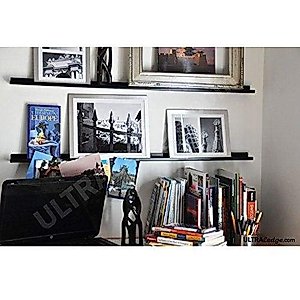 ULTRAledge 5'/60" Art Display/Picture Ledge/Floating Shelf, Metal, Modern (2" deep, Black)