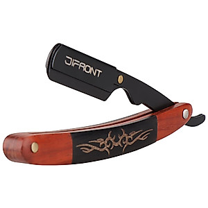 JIFRONT Professional Straight Edge Razor with 100 Single Straight Razor Blades-Barber Straight Razor-Close Shaving Men's Manual Shaver-Disposable Straight Razor Blades-Straight Razor Kit (BLACK)