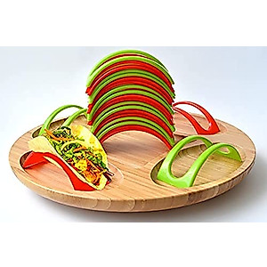 Taco Holders Set Of 24 || 24 pcs Taco Shell Stand || 12 pcs Red Color and 12 pcs Green Color Taco Stands || BPA Free || Disposable Taco Holders Set Dishwasher and Microwave Safe