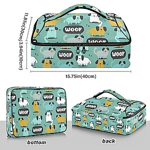 Kcldeci Insulated Thermal Food Carrier Insulated Casserole Carrier for Hot or Cold Food,Happy Dogs Insulated Tote Bag for Potluck Cookouts Parties Picnic,Lasagna Lugger