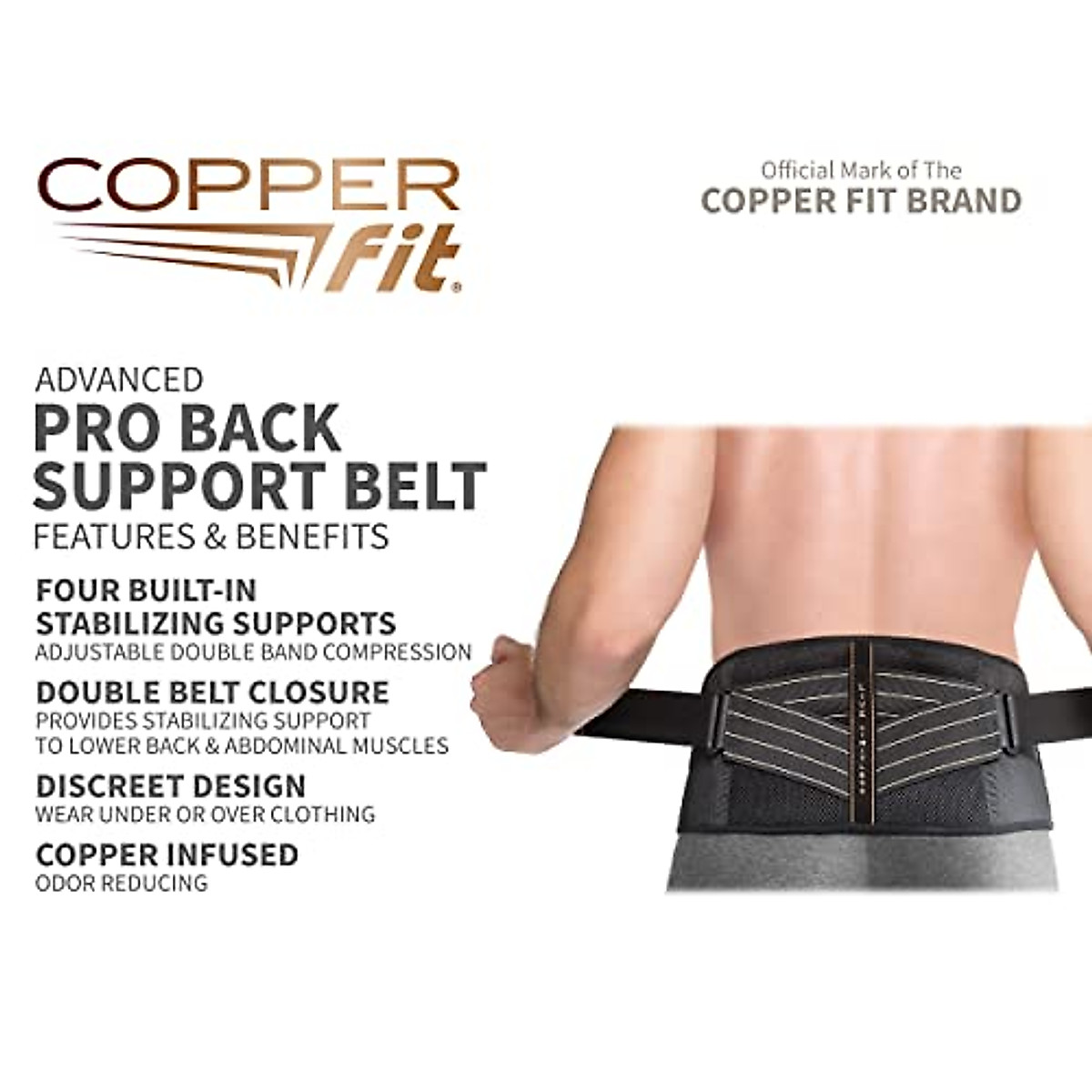 Copper Fit Advanced Back Pro Belt Compression Brace, Large/X-Large