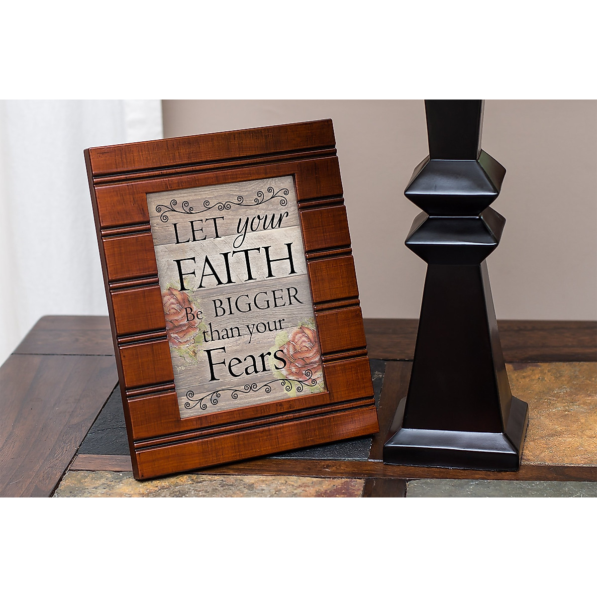 Cottage Garden Make Faith Bigger Than Your Fear Wood Finish 8 x 10 Framed Wall Art Plaque