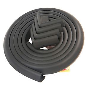 JNTworld 4m Length Table Edge Guard Baby Toddler Cushion Protector +4 Corner (5.76mm Thickness) Soft Non-Toxic and Environmentally Friendly (Black)