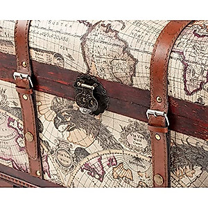 Juvale Set of 3 Wooden Storage Chest & Vintage Trunks, Victorian Map Print (Large, Medium & Small)