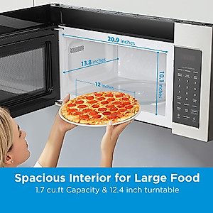 Midea MOR17BSA-SS 1.7 Cu.ft. Over The Range Microwave Oven with Smart Touch Panel, Auto Cooking Menu, 1000 W, 300 CFM Ventilation, in Stainless Steel