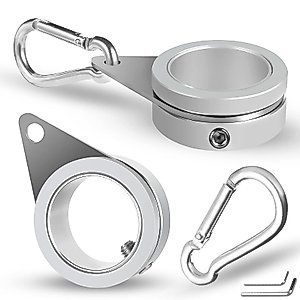 Anovo Flag Pole Rings, Flagpole Rings Aluminum Alloy 360° Rotating Anti Wrap Flag Mounting Spinning Ring Clips for 0.75-1.02 Inch Diameter Flagpole(1 Inch -Pack of 2, Matte Silver)