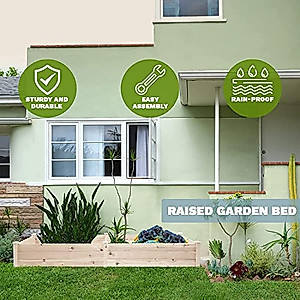 Betterland 8 FT Wooden Raised Garden Bed Outdoor Elevated Flower Planter Box Kit for Vegetables Fruits Herb Grow Yard Gardening, Natural