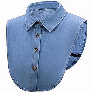 LoudSung False Collar Detachable Blouse Fake Collar Half Shirts Denim Collar Designed Faux Collars Top Elegant for Women