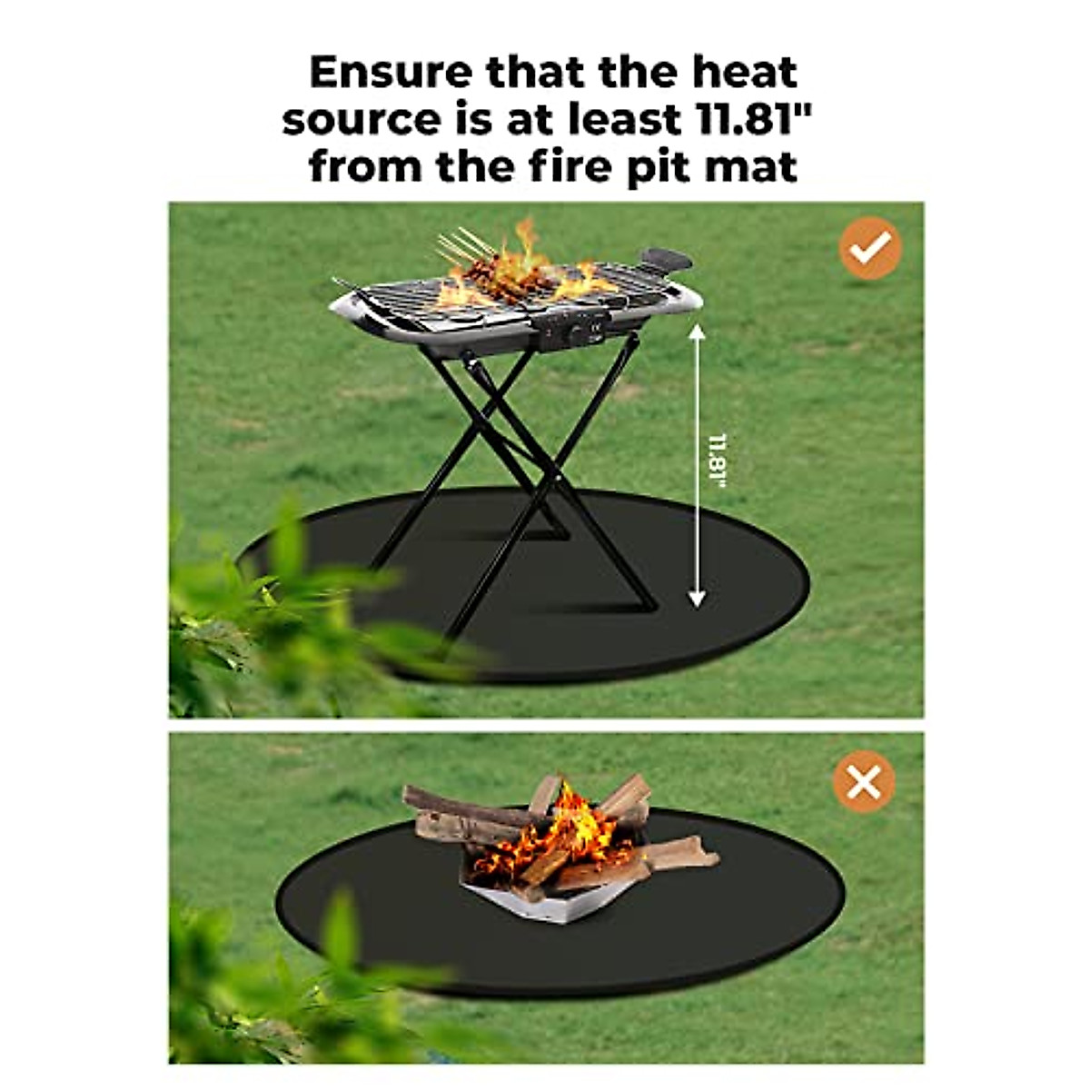 yamagahome Large Under Grill Mat & Fire Pit Mat 39", Round Grill Mats for Outdoor Grill Deck Protector, Fireproof Mat for Under Fire Pit, Double-Sided Fireproof BBQ Grill Mat, Oil-Proof & Waterproof