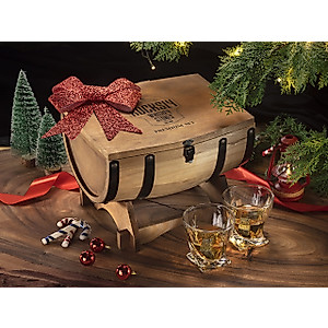 ROCKSLY Whiskey Stones Gift Set for Men in Whiskey Half Barrel Gift Box | 8 Whiskey Rocks, 2 Whiskey Glasses in a Whiskey Box Gift Set | Granite Bourbon Stones | Whiskey Kit for Men: Dad, Boyfriend