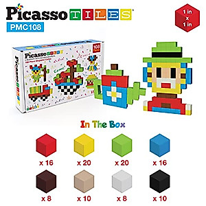 PicassoTiles Magnetic Toy_Building_Block Cubes Building Block, 3D Cube Construction Toy with Free Idea Book for Kid, Baby, Boy, Girl & Toddlers 108 Piece