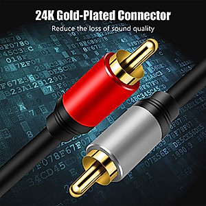 Tan QY 2RCA to 2RCA Cable 3Ft, Gold-Plated 2 RCA Male to 2 RCA Male Stereo Audio Cable for Home Theater, HDTV, Gaming Consoles, Hi-Fi Systems (3Ft/1M)