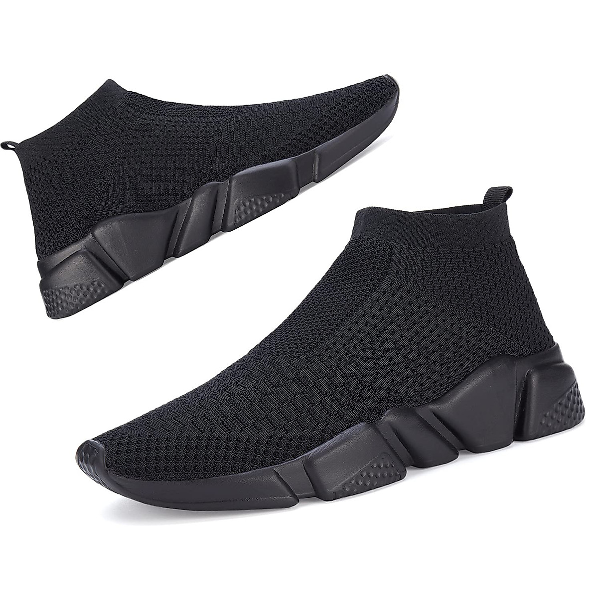 Santiro Slip On Sneakers Women Lightweight Walking Shoes Comfortable Gym Athletic Shoes Fashion Running Tennis Shoes All Black 8.5 US