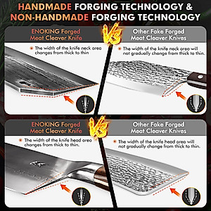 ENOKING Cleaver Knife Serbian Chef Knife Hand Forged Meat Cleaver German High Carbon Stainless Steel Chopping Butcher Knife Kitchen Knives with Full Tang Handle for Home and Restaurant, Ultra Sharp