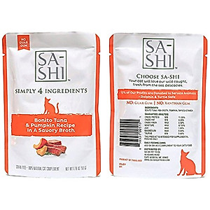 Sa-Shi Grain Free Wet Cat Food Pouches 1.76oz. Five Flavors (Tuna & Pumpkin)