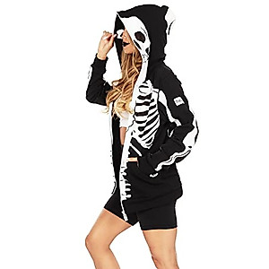 Tipsy Elves Casual Skeleton Hoodie Black White Halloween Costume Size Medium