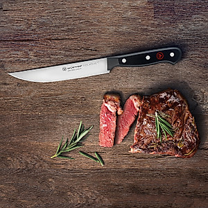 Wusthof Gourmet 6 Piece Steak Knife Set with Wood Case (Black Handles)