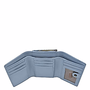 Anna by Anuschka Women's Ladies Three Fold Wallet, Butterfly Garden Blue