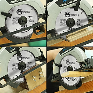 GMTOOLS 7-1/4 Inch 40 Teeth Carbide Tipped Circular Saw Blade with 5/8-Inch Arbor, Professional ATB Finishing Woodworking Saw Blade for Plywood, Laminate, Ripping Wood, Crosscuts Wood, 1-Pack