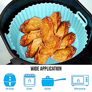 LOMBINS Pack of 2, 8 Inch Silicone Air Fryer Liners, Upto 450°F Heat Resistant with Handles for Easy Carry, Reusable Silicone Air Fryer Liners Non-Stick & Food Grade Material