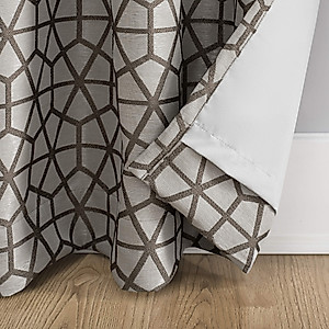 Sun Zero Verve Twill Mosaic Thermal Extreme Total Blackout Grommet Curtain Panel, 52" x 84", Cocoa Brown/Cream