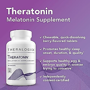 Theralogix Theratonin Melatonin Supplement - 90-Day Supply - Sleep Support Supplement - Melatonin to Aid a Good Night's Sleep - Supplement for Women to Support Fertility - NSF Certified - 90 Tablets