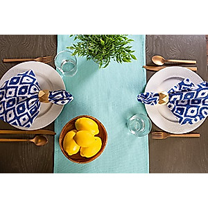 DII Everyday Collection, Fringed Solid Tabletop, Table Runner, 14x72, Aqua