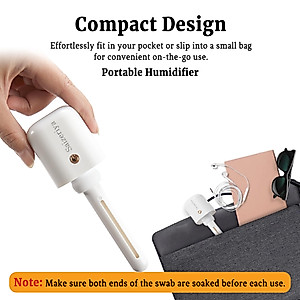 Mini Portable Humidifier, travel humidifier, Small USB Personal Humidifiers with Ultra Quiet, Optional Container, Tiny Travel Easy Use Humidifier for Plants, Car, Office, Hotel - White