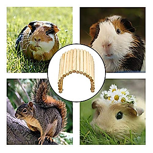 NEWCOMDIGI Hamster Dodging House Arch Bridge Toy Colorful Animal Bridge Bendable Rat Ladder Mouse Rodent Toy for Small Guinea Pig and Other Similar Sized Pets Hiding Playing Toy (Wooden)